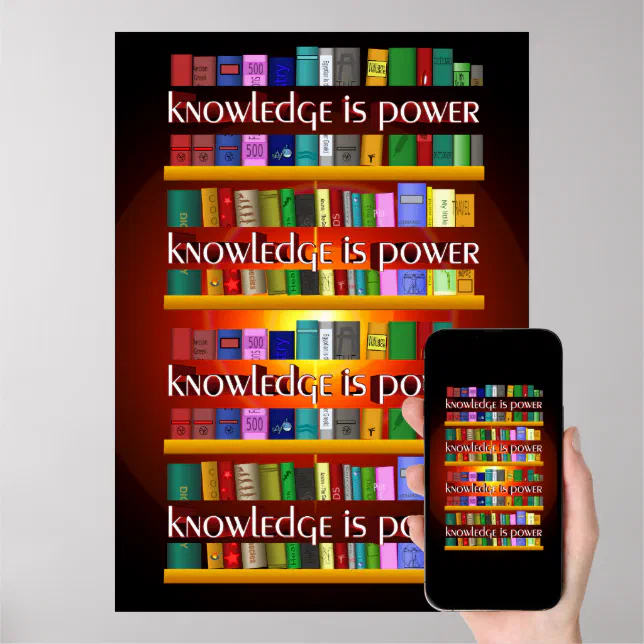 Knowledge is Power Bookscase Poster | Zazzle