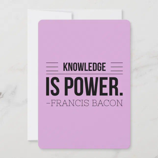Knowledge Is Power Francis Bacon Motivation Quote | Zazzle