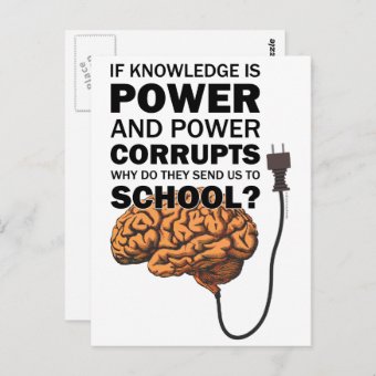 Knowledge Power Funny Quote Ironic Meme Brain Postcard | Zazzle