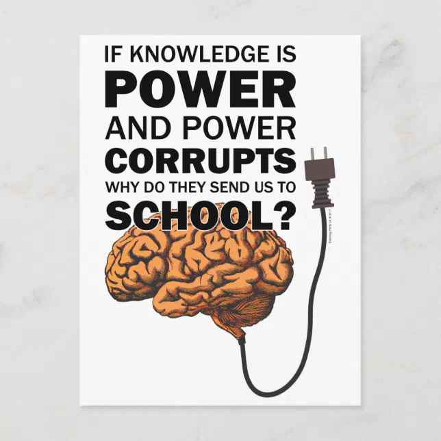 Knowledge Power Funny Quote Ironic Meme Brain Postcard | Zazzle