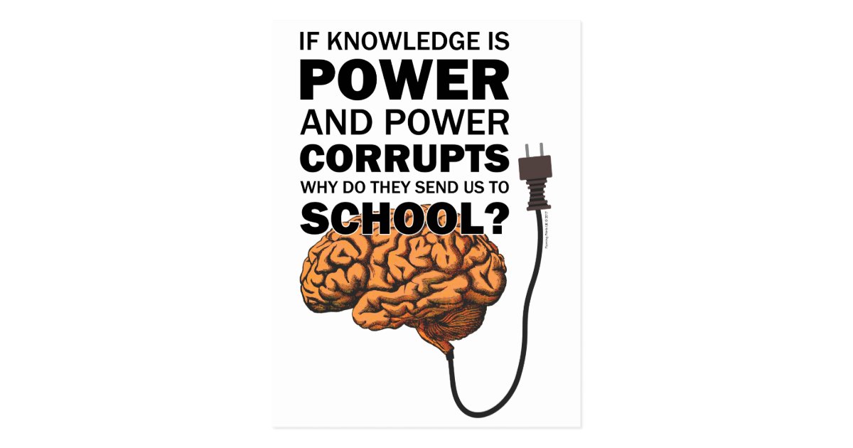 Knowledge Power Funny Quote Ironic Meme Brain Postcard | Zazzle.com