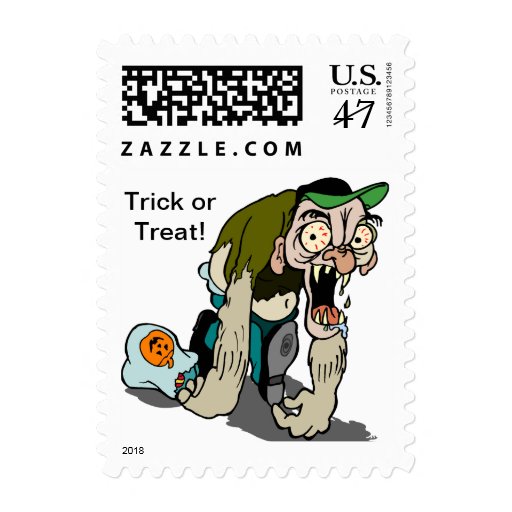 Knuckle Dragging Monster Halloween Postage stamps | Zazzle