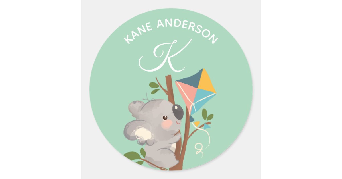 Koala Bear • Alphabet Monogram Cute School Daycare Classic Round ...