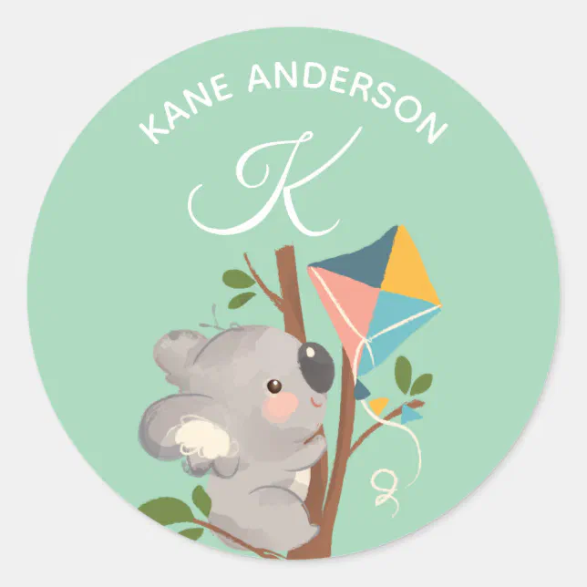 Koala Bear • Alphabet Monogram Cute School Daycare Classic Round ...