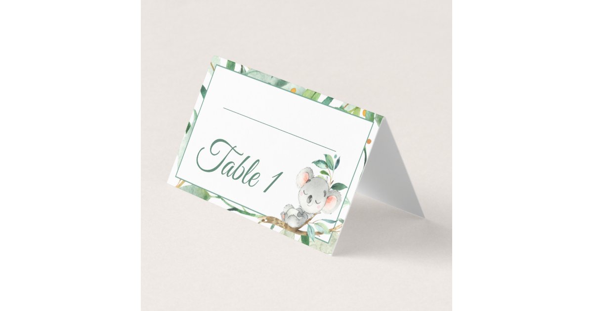 Koala Bear Baby Shower Birthday Table Number | Zazzle