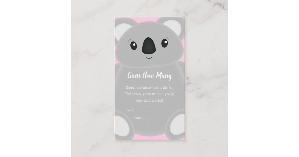 Koala Bear Baby Shower Girl Enclosure Card | Zazzle