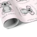 Koala Bear Baby Shower Pink Girl Wrapping Paper | Zazzle