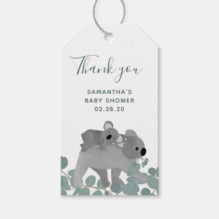 Koala Bear Baby Shower Thank You Gift Tags | Zazzle.com