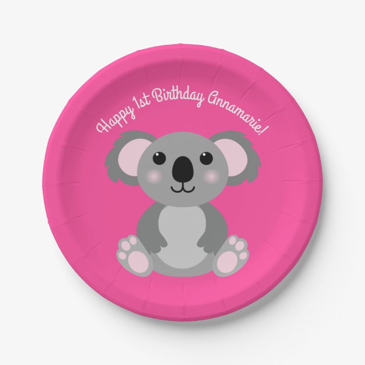 Koala Bear Cute Kid Birthday Party Paper Plates | Zazzle