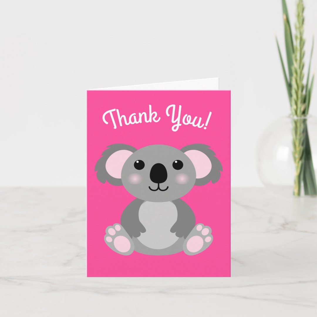 Koala Bear Cute Kid Birthday Party Thank You Card | Zazzle
