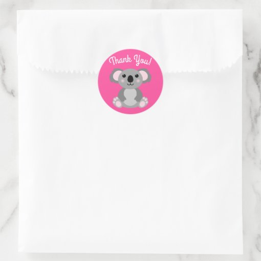 Koala Bear Cute Kid Birthday Party Thank You Classic Round Sticker | Zazzle