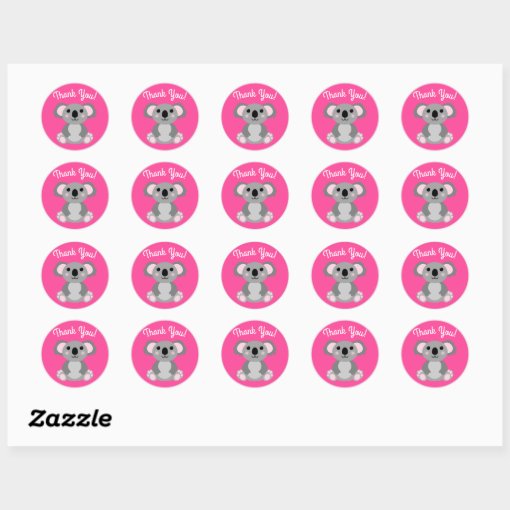 Koala Bear Cute Kid Birthday Party Thank You Classic Round Sticker | Zazzle