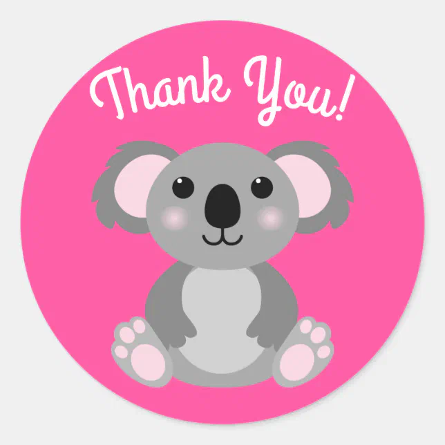 Koala Bear Cute Kid Birthday Party Thank You Classic Round Sticker | Zazzle