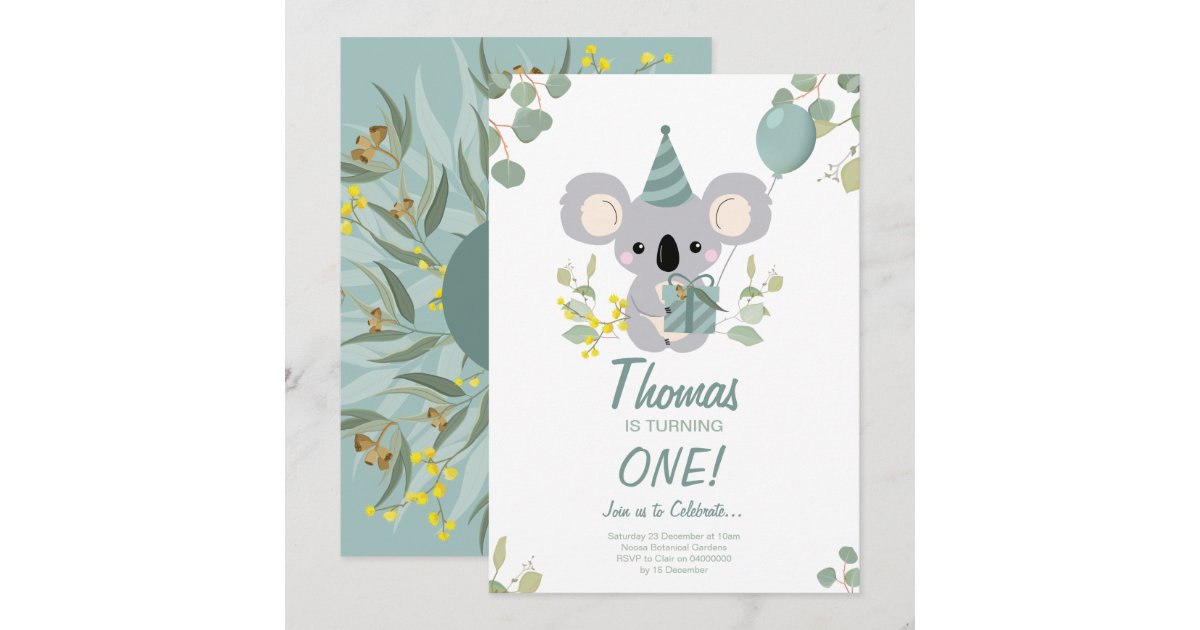 Koala Birthday Invitation | Zazzle