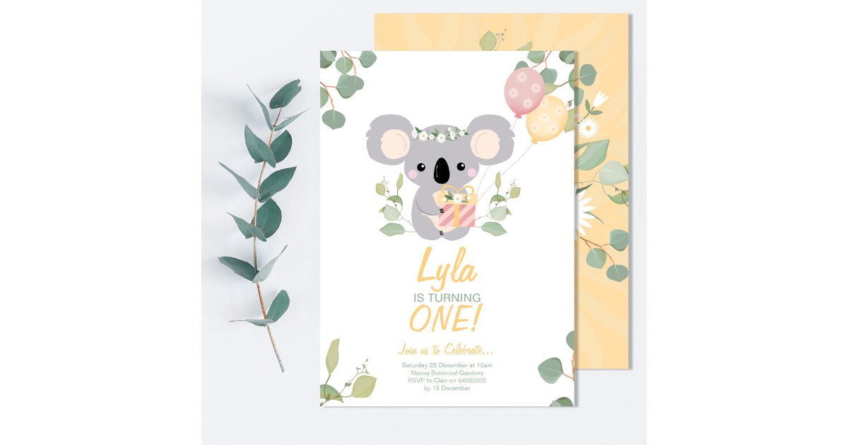 Koala Birthday Invitation | Zazzle