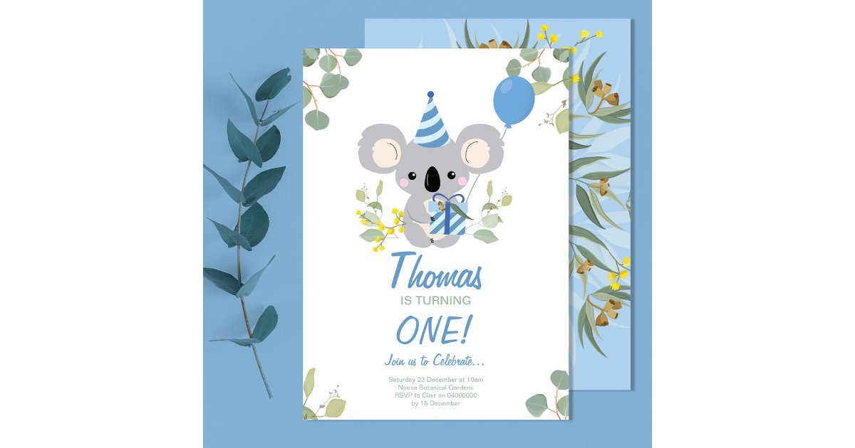 Koala Birthday Invitation | Zazzle