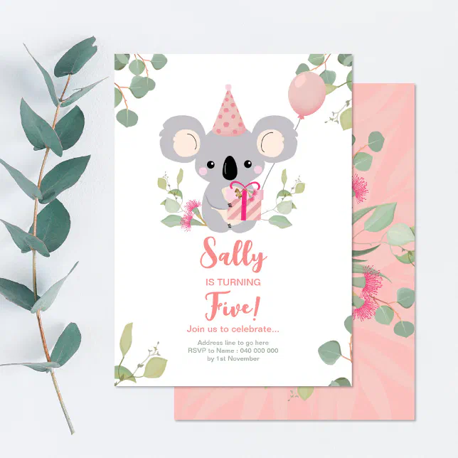 Koala Birthday Invitation | Zazzle