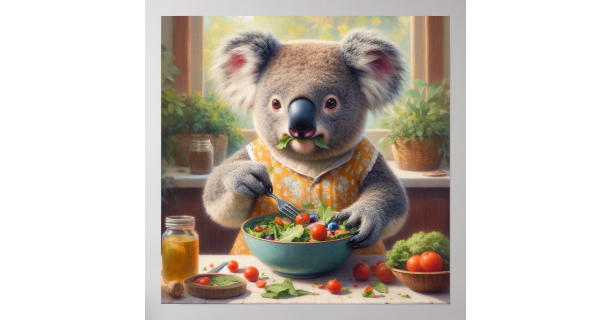 Koala Eating Salad Poster | Zazzle