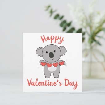 Koala For Valentine's Day Sweet Animals With Holiday Card | Zazzle