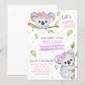 Koala girl birthday invitation, any age. invitation | Zazzle