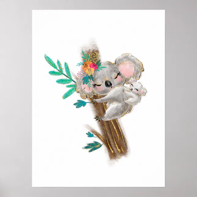 Koala Mother And Baby Poster | Zazzle