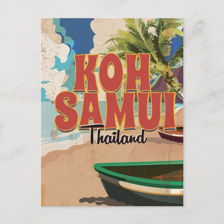 Koh Samui, Thailand Vintage Travel Poster Postcard | Zazzle