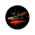 Orange Koi Fish Pond Insect Lily Pad Stone Large Clock | Zazzle.com