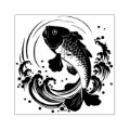 Koi fish and waves rubber stamp | Zazzle