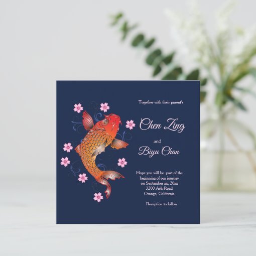 Koi Fish Custom Wedding Invitation | Zazzle