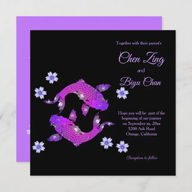 Koi Fish Custom Wedding Invitation | Zazzle