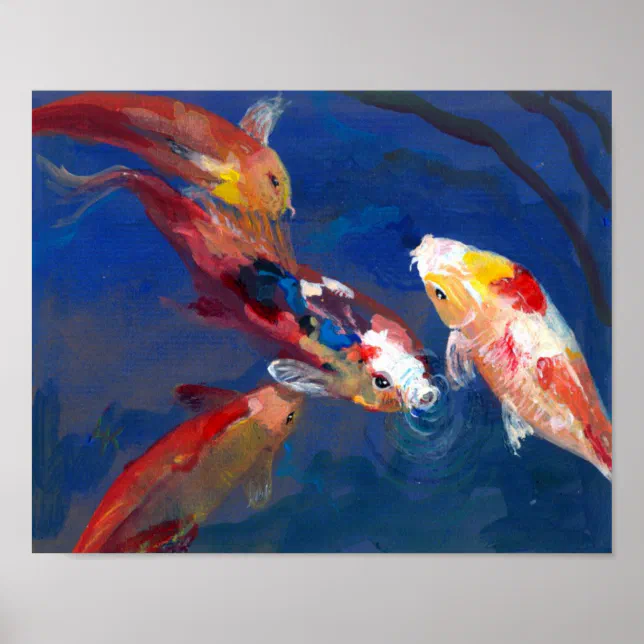 Koi Fish Feeding Poster | Zazzle