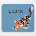 Koi Fish Illustration Orange and Blue Personalized Mouse Pad | Zazzle
