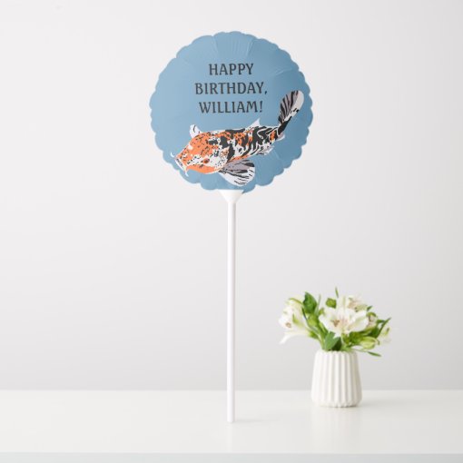Koi Fish Illustration Orange, Blue Birthday Party Balloon | Zazzle
