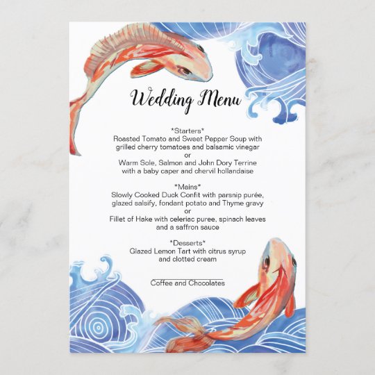 KOI FISH MENU CARD | Zazzle.com