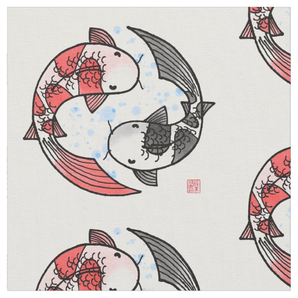 Koi Fish Motif Fabric | Zazzle.com