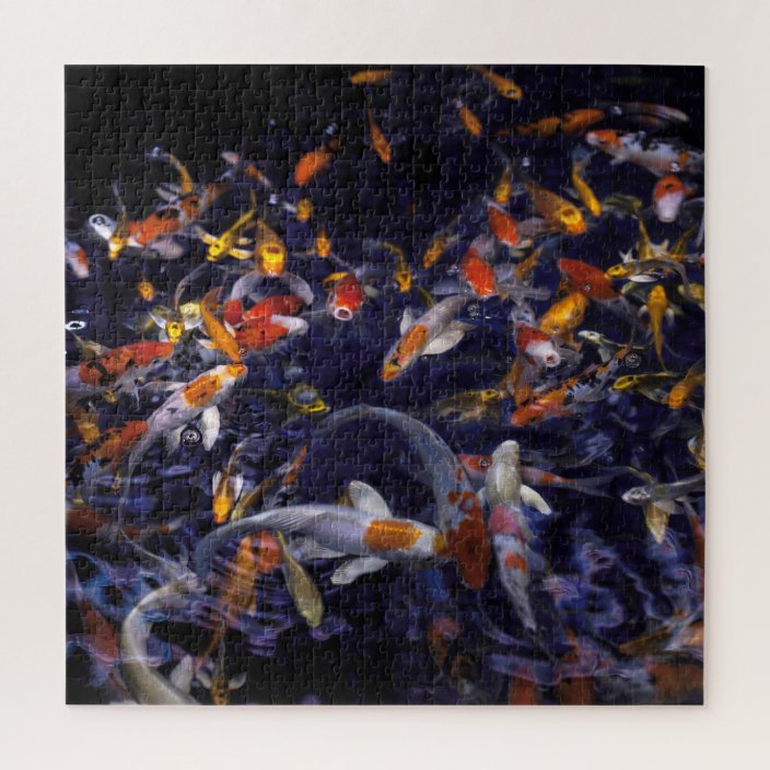 KOI FISH OVER FLOWING JIGSAW PUZZLE | Zazzle.com