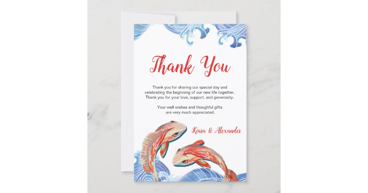 KOI FISH THANK YOU CARD | Zazzle