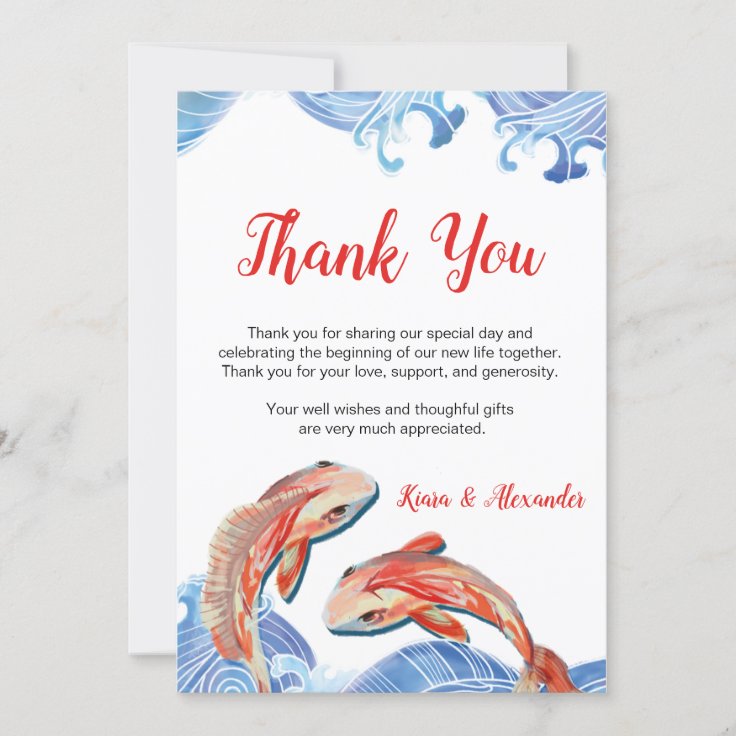 KOI FISH THANK YOU CARD | Zazzle