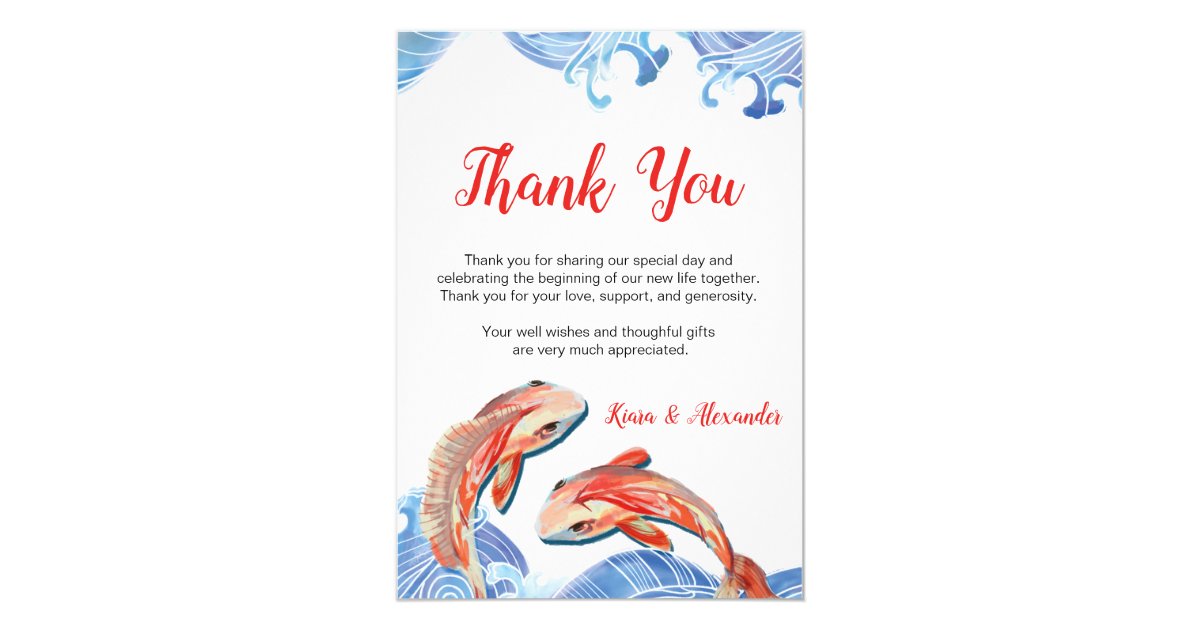 KOI FISH THANK YOU CARD | Zazzle.com