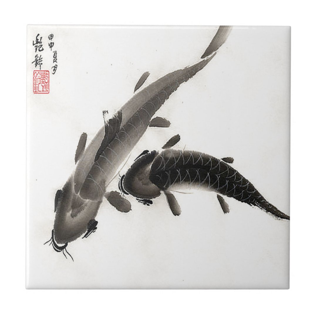 Koi Fish Watercolor Ceramic Tile | Zazzle