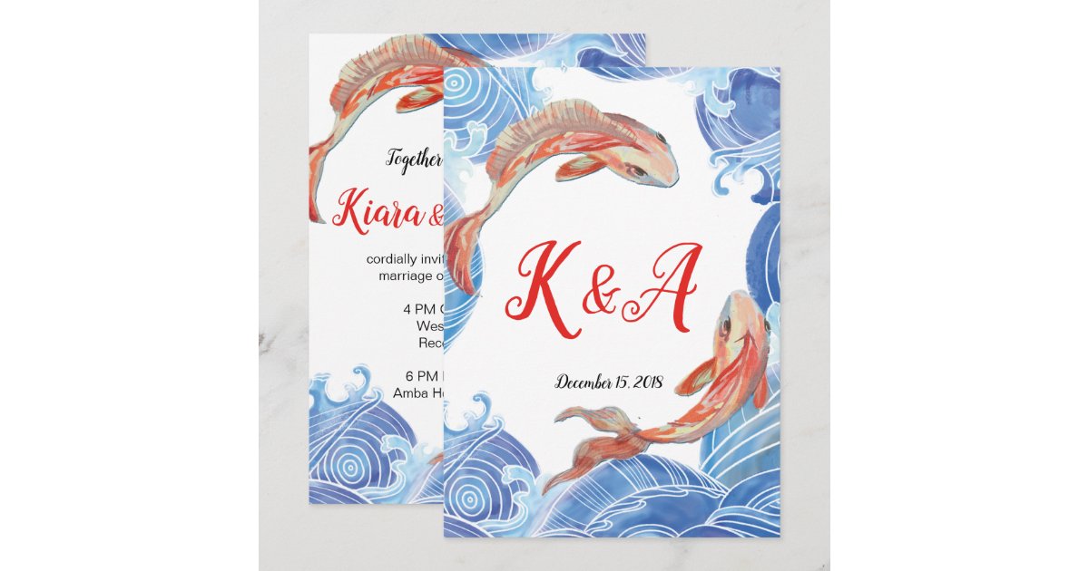 KOI FISH WEDDING INVITATION CARD | Zazzle