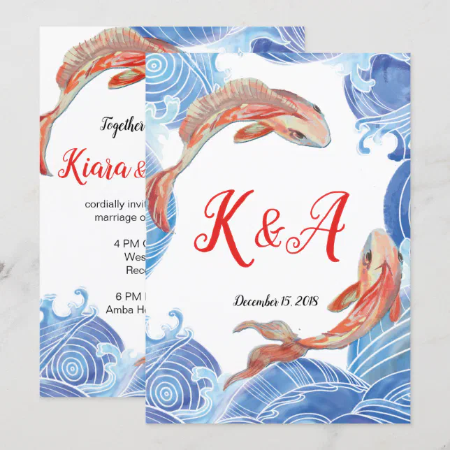 KOI FISH WEDDING INVITATION CARD | Zazzle
