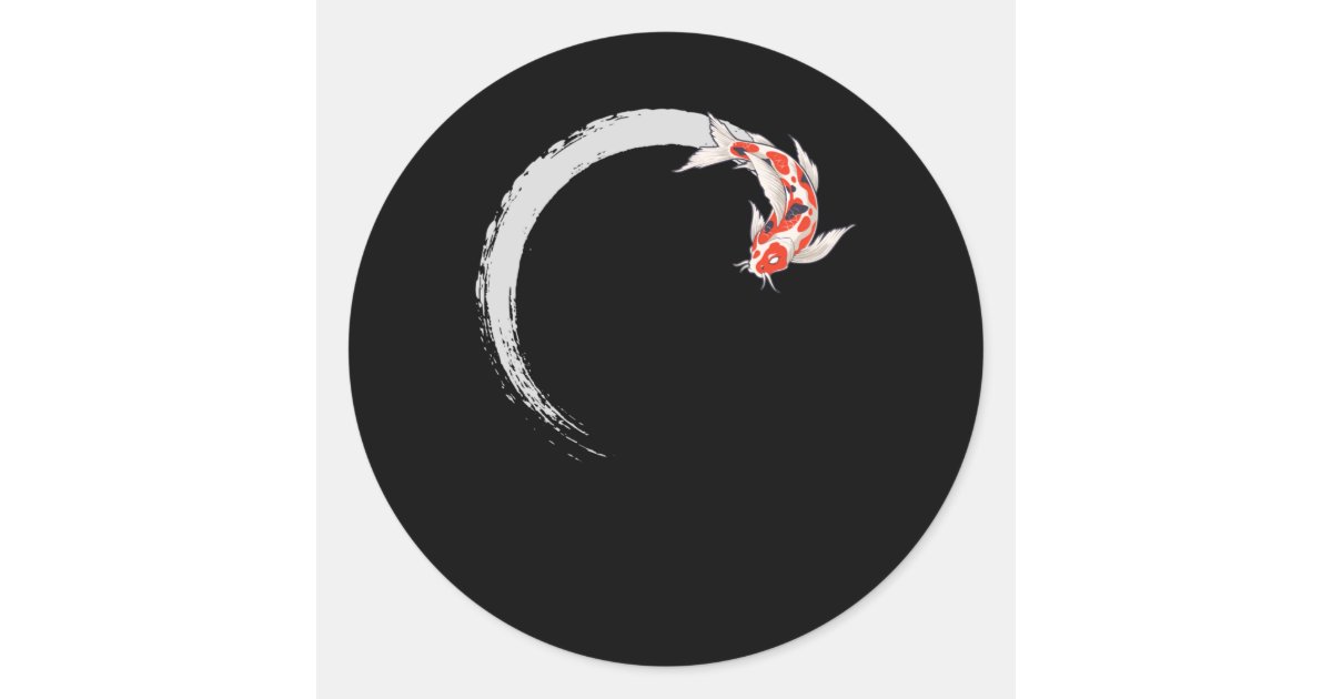 Koi Japanese Enso Circle Carp Fish Classic Round Sticker | Zazzle