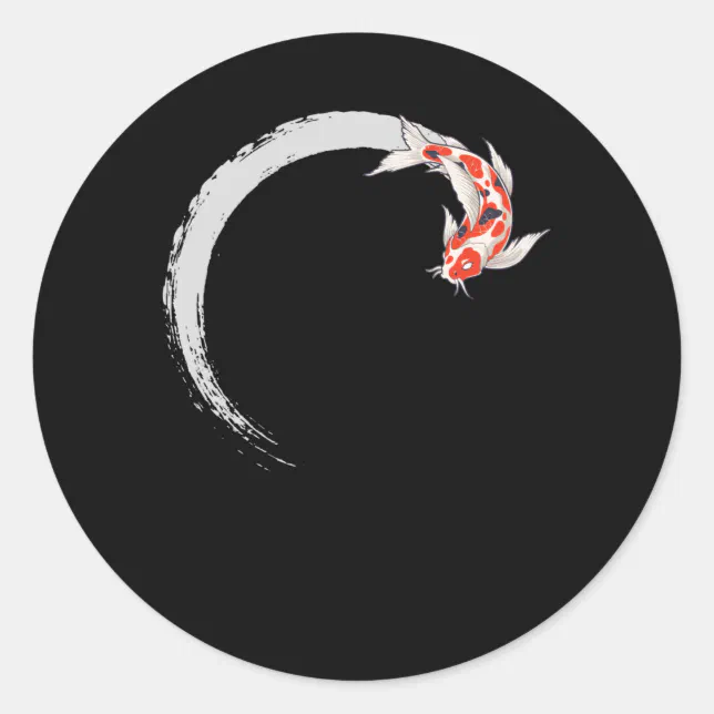 Koi Japanese Enso Circle Carp Fish Classic Round Sticker | Zazzle