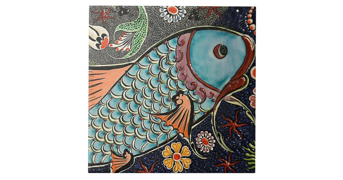 Koi Mosaic Ceramic Tile | Zazzle