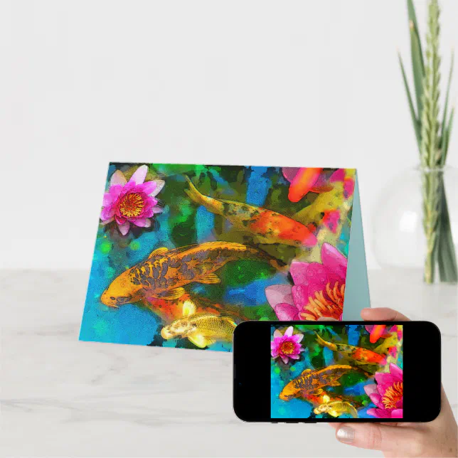 Koi play, Koi greeting cards | Zazzle