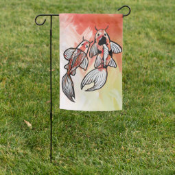 Koi Pond Fish Artwork Garden Flag | Zazzle