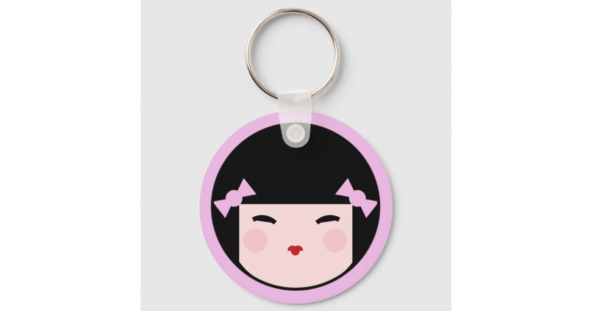 Kokeshi Doll Face Keychain | Zazzle