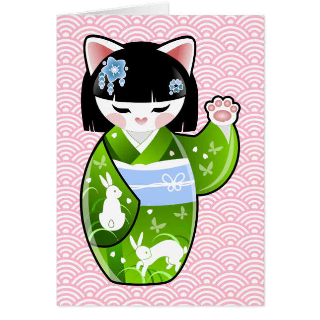 Kokeshi Maneki Neko Japanese Lucky Cat Maiko | Zazzle