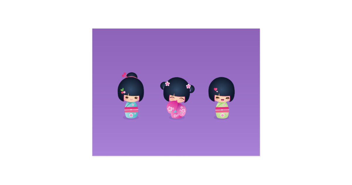 kokeshi Three Postcard | Zazzle.com